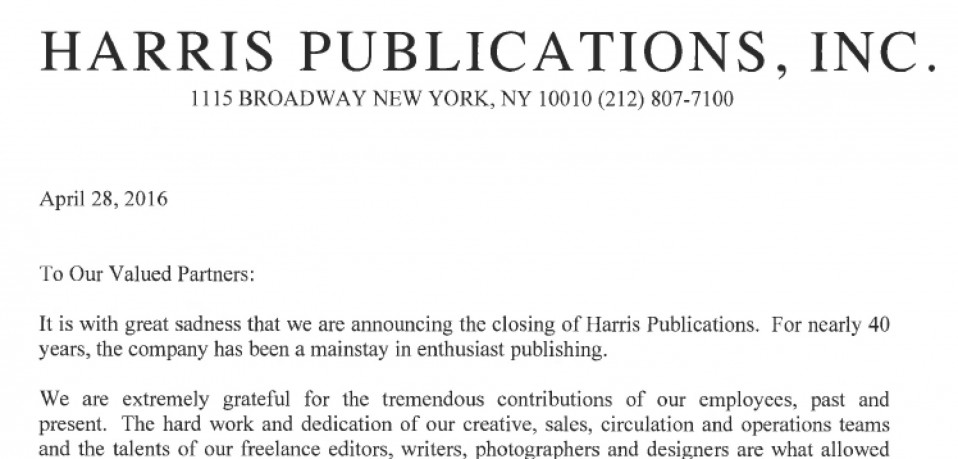 Harris Publications is Closing | RECOIL