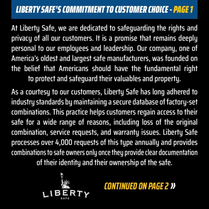Your Gun Safe Might Not Be Safe: Liberty Safe Surrenders Access Code To ...