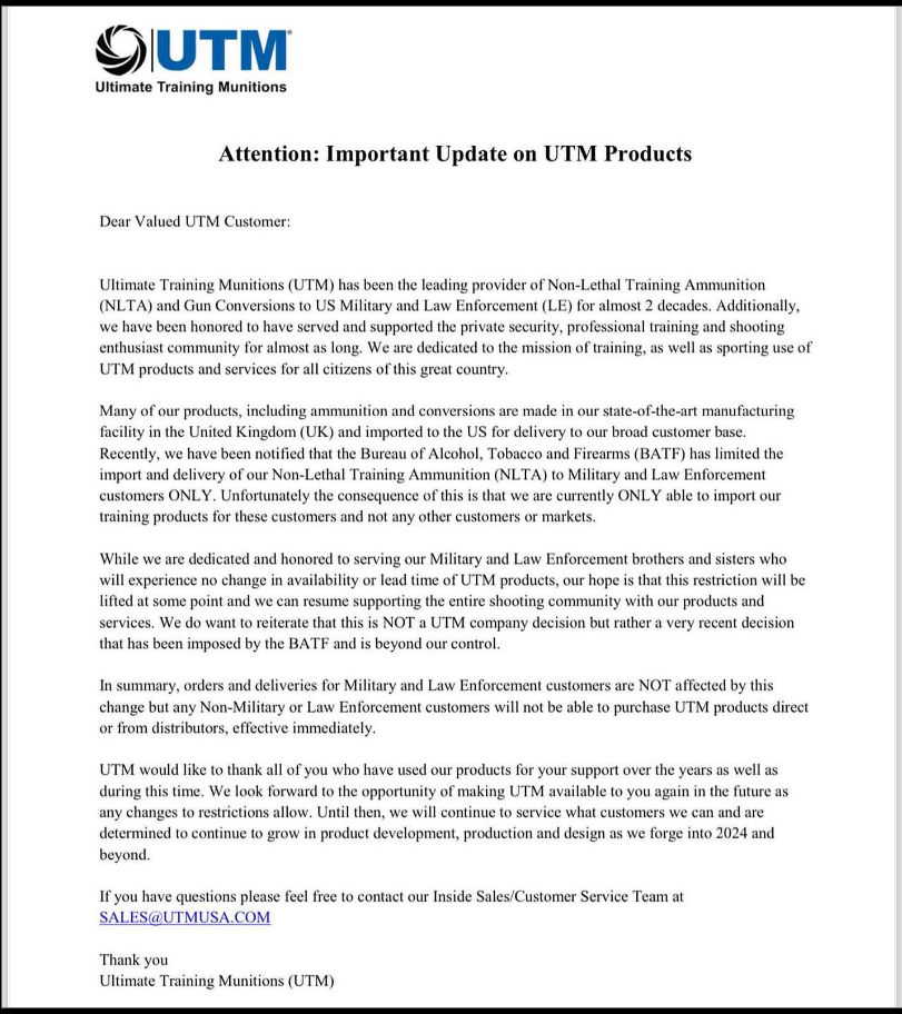 BATFE BANS Non-Lethal Training Ammunition For Civilian Use [UPDATE: BAN ...